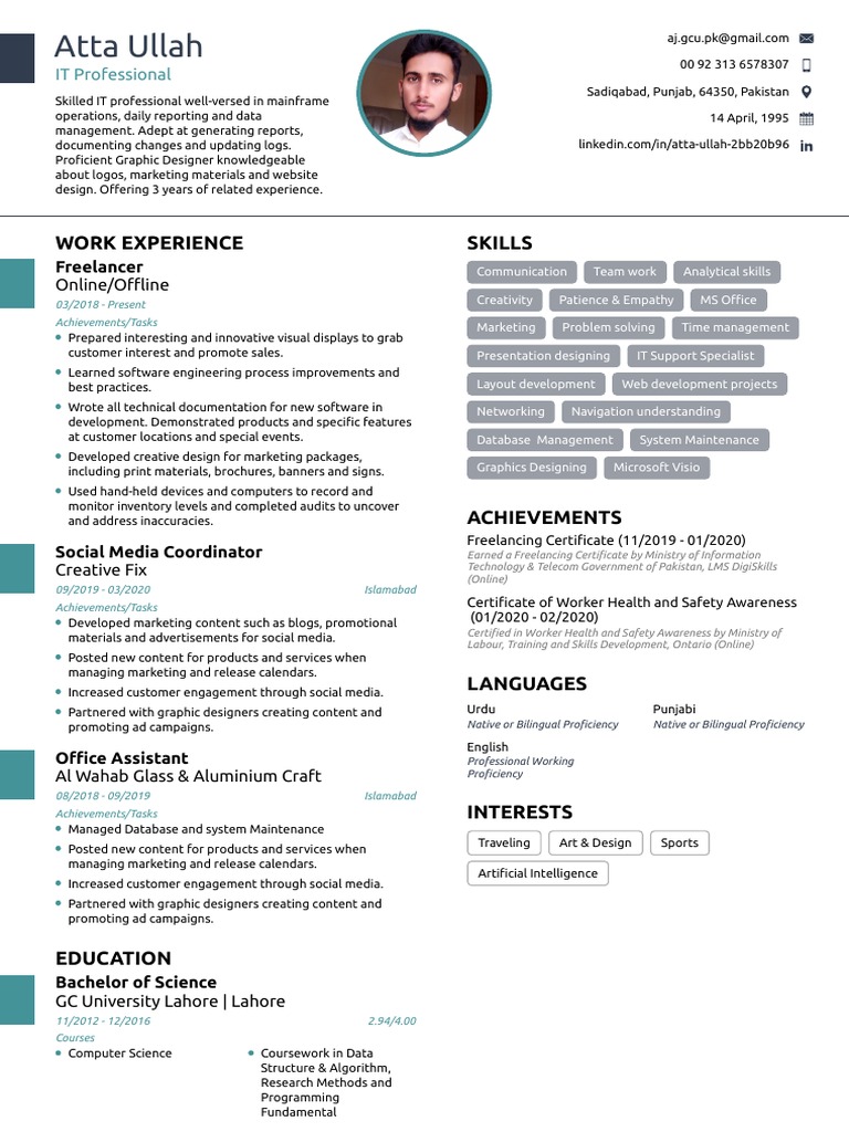 Atta's Resume PDF | Download Free PDF | Social Media | Popular Culture & Media Studies