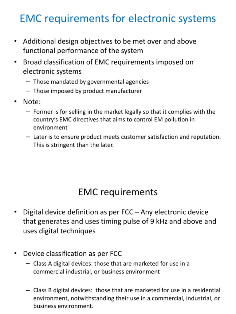 EMC Requirements For Electronic Systems | PDF | Electromagnetic ...