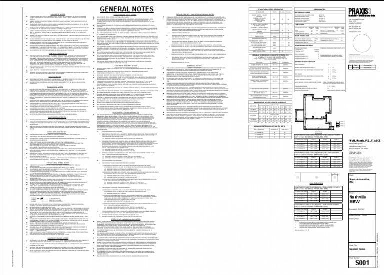 S001 General Notes | PDF | Wall | Masonry