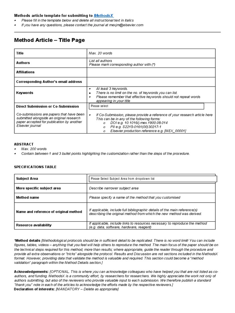 MethodsX Article Template | PDF | Information | Information Technology