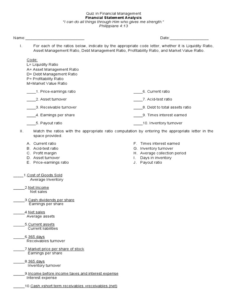 Quiz-FS Analysis | PDF | Revenue | Expense