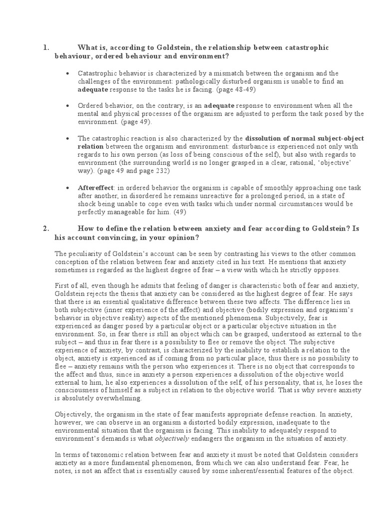 Goldstein. Concept of Anxiety | PDF | Object (Philosophy) | Anxiety
