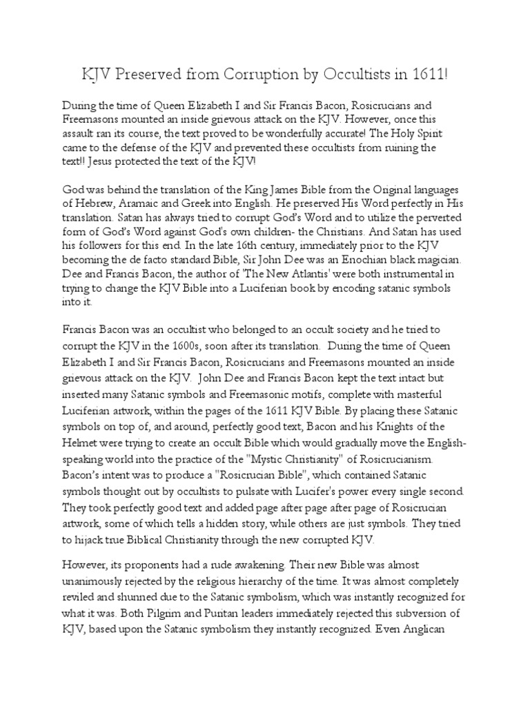 KJV Preserved From Corruption in 1611 | PDF | Revelation | Bible