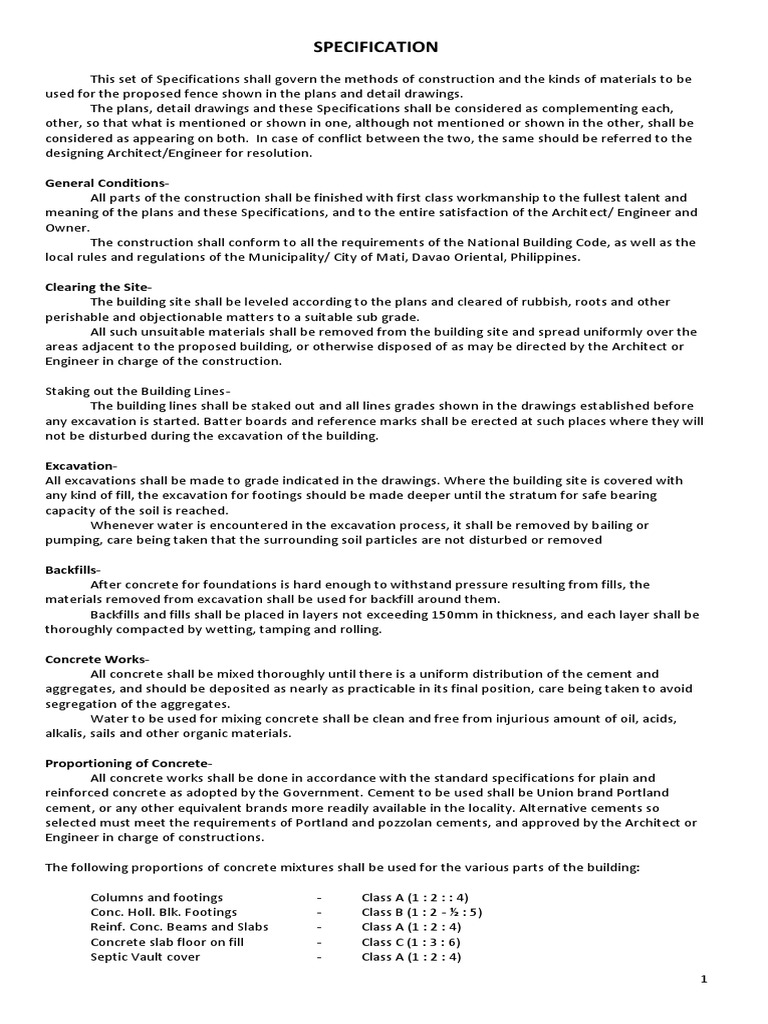 Building Specification | PDF | Concrete | Construction Aggregate