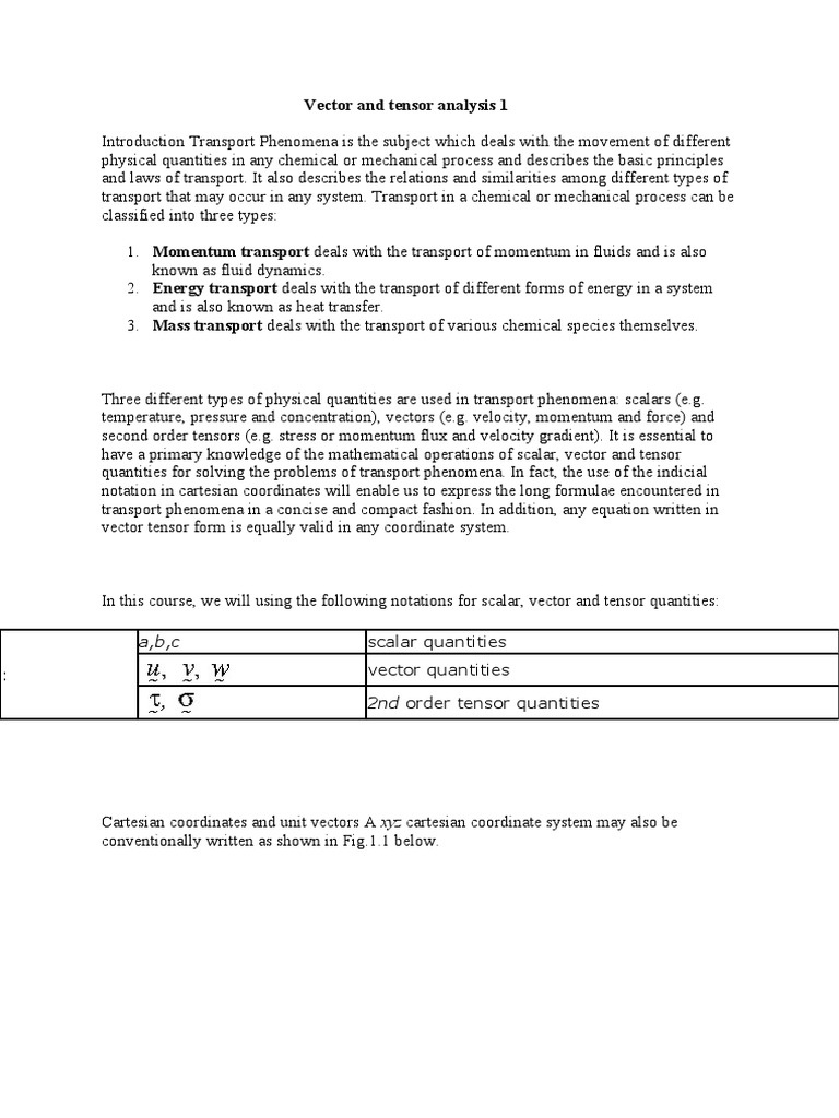Vector And Tensor Analysis 1 Pdf Tensor Euclidean Vector 