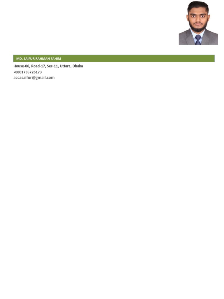 CV (Md. Saifur Rahman Fahim) | PDF | Quick Books | Audit