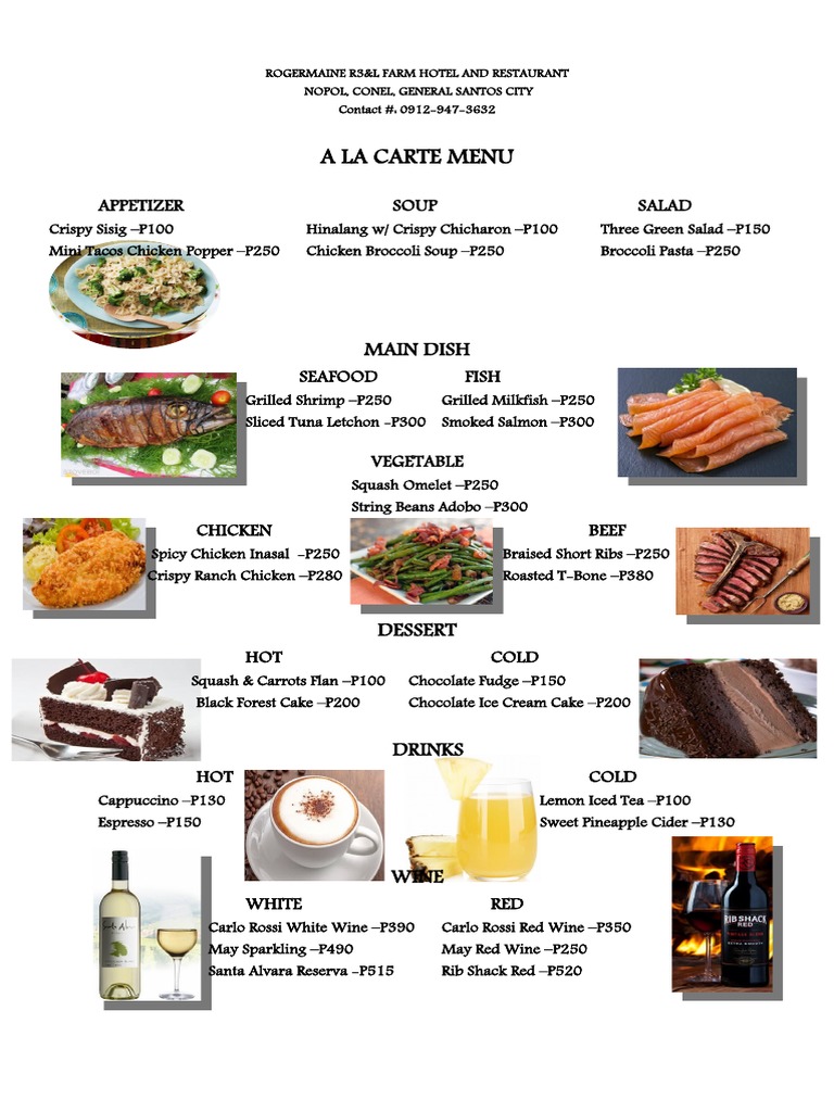 A La Carte Menu: Appetizer Soup Salad | PDF | Foods | Cuisine