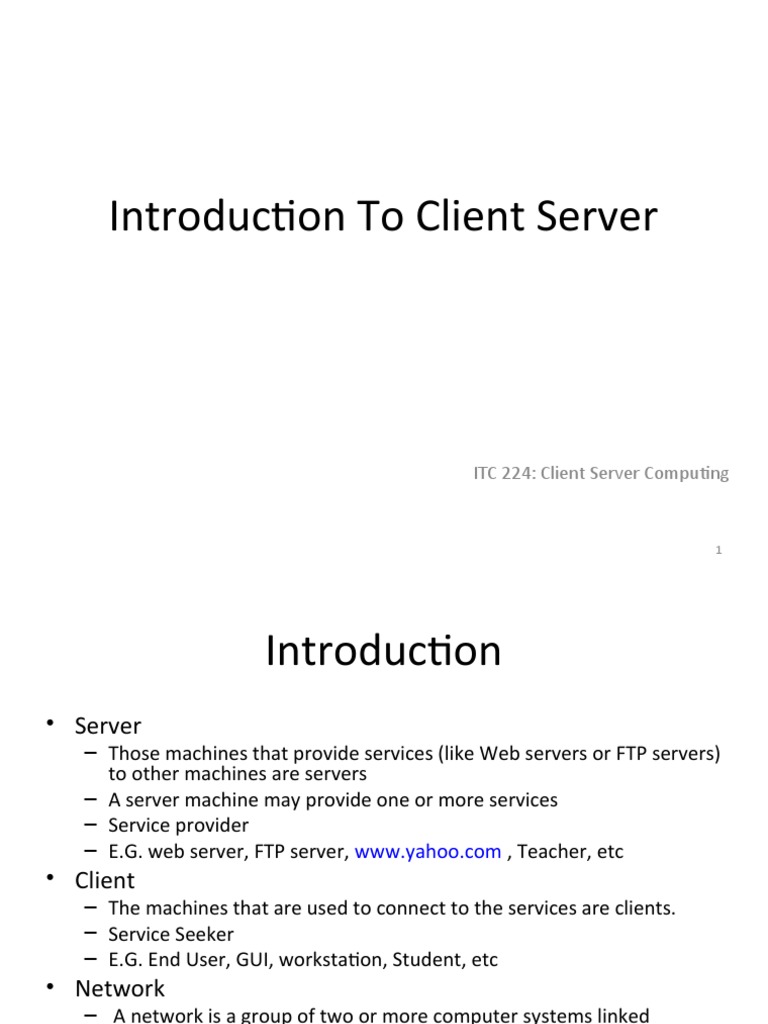 Introduction To Client Server | Download Free PDF | Client–Server Model ...