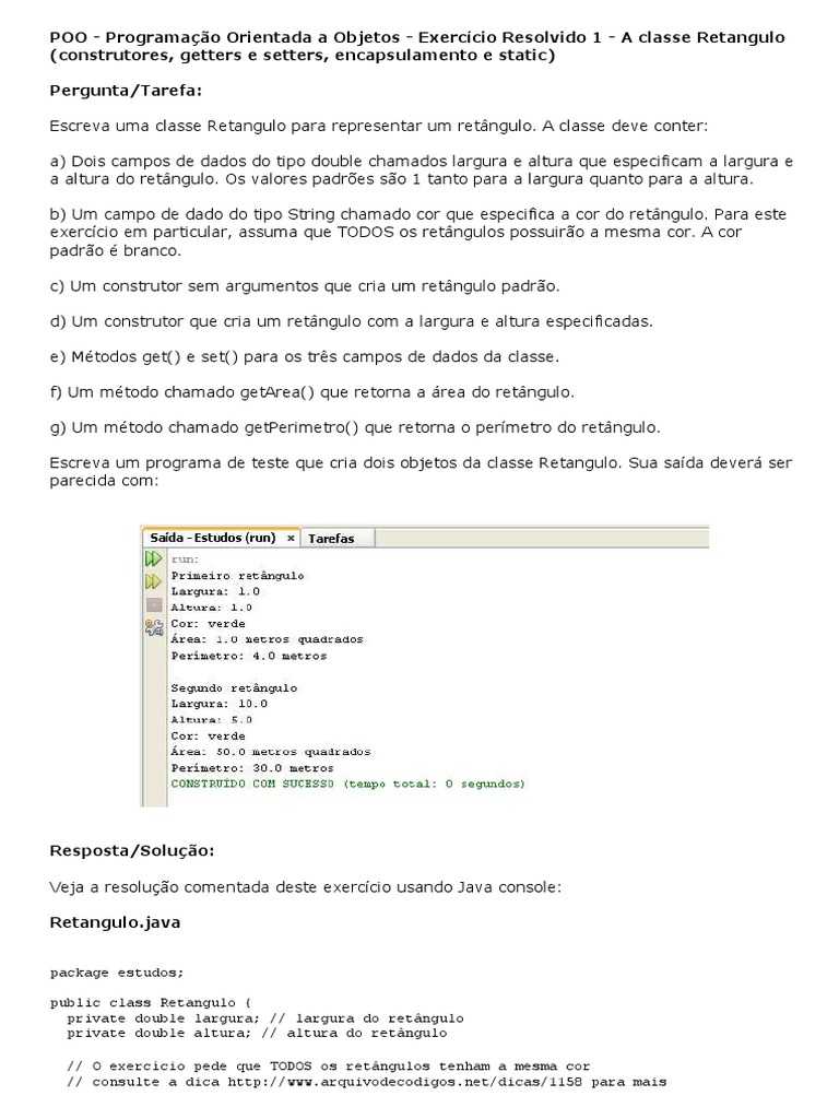 POO - Programação Orientada A Objetos - Exercício Resolvido 1 - A ...