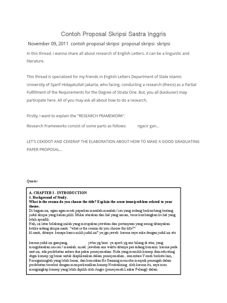 Contoh Proposal Skripsi Sastra Inggris | PDF