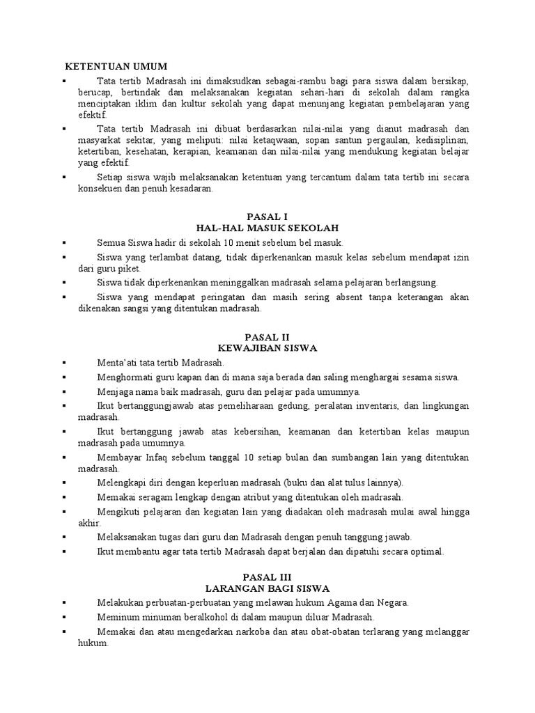 Contoh Tatib Siswa | PDF