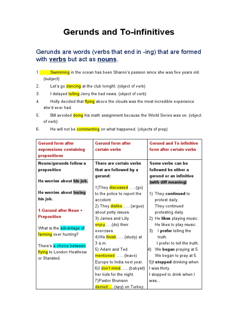 Gerunds and To Infinitives | PDF