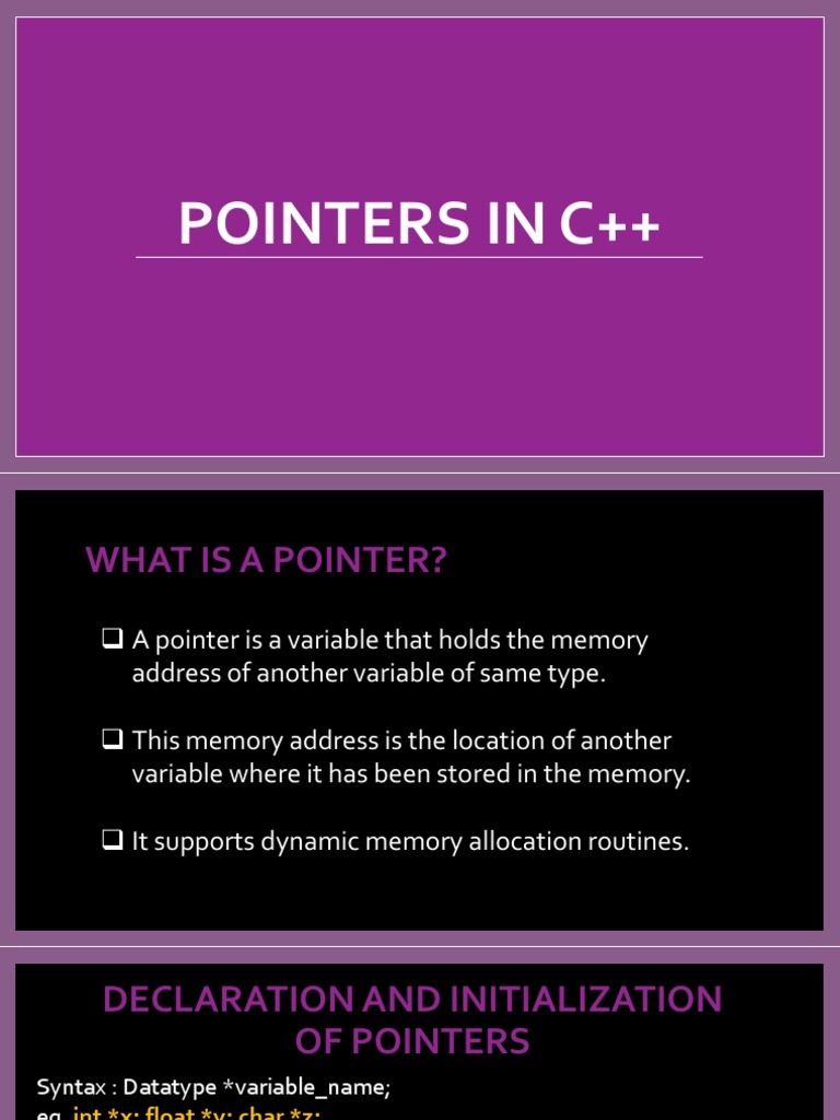 Pointers in C++ | PDF | Pointer (Computer Programming) | Variable (Computer Science)