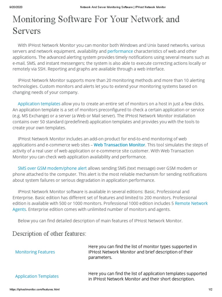 Network And Server Monitoring Software Iphost Network Monitor Pdf