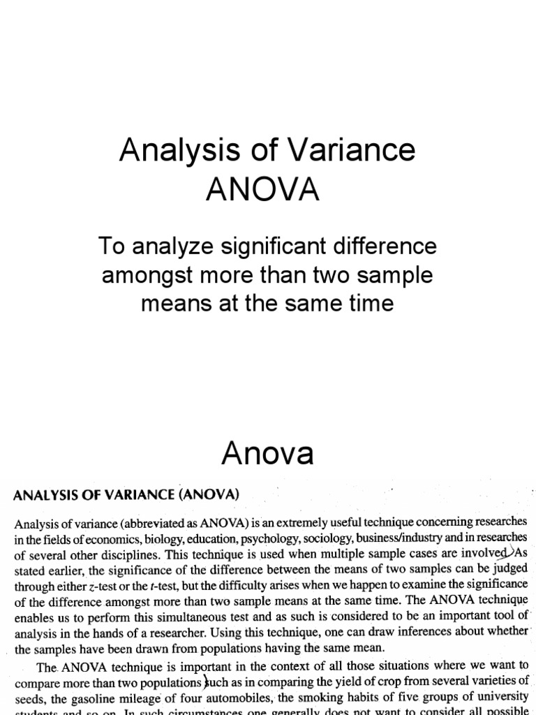 Understanding ANOVA: One & Two Way | PDF