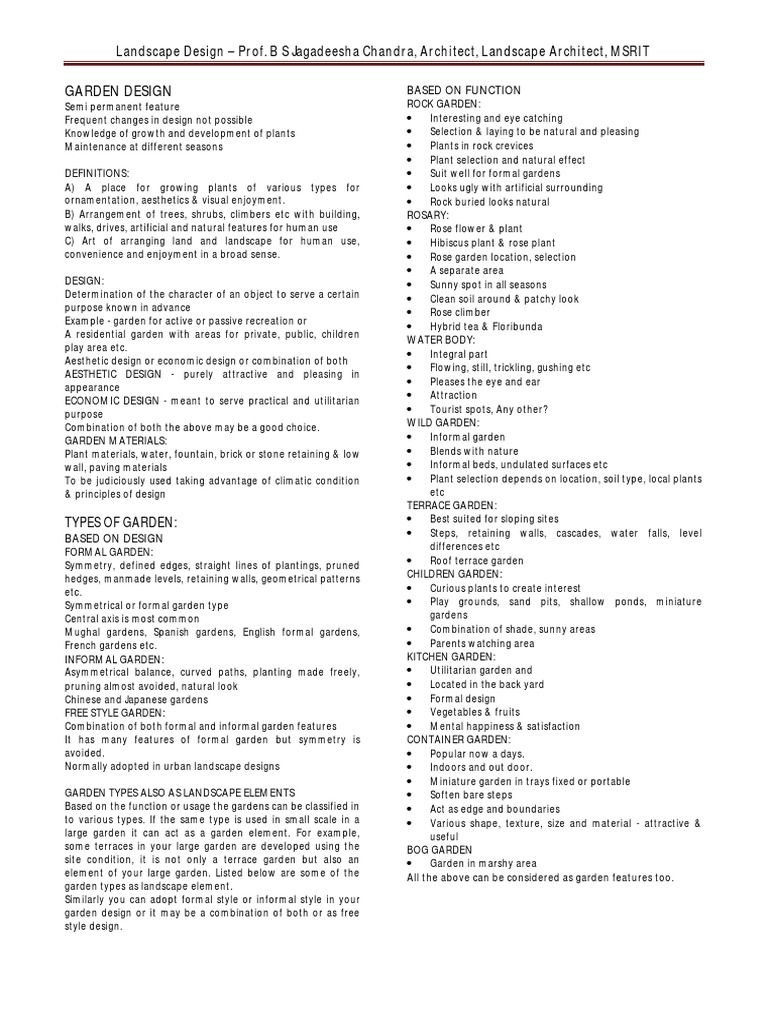 Landscape Notes | PDF | Gardens | Lawn