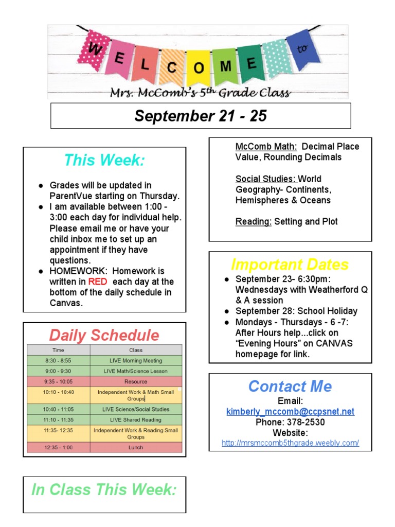Weekly Newsletter 9 21 | PDF