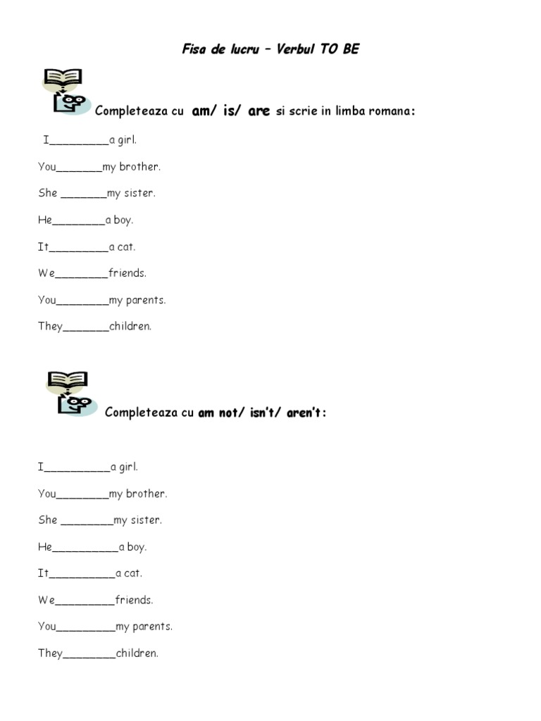 Completeaza Cu Verbul TO BE | PDF