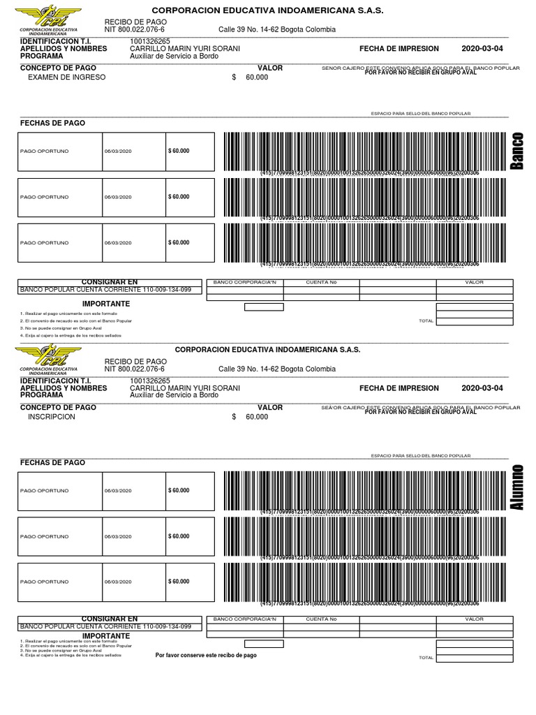 Banco Popular Cuenta Corriente 110-009-134-099 | PDF | Servicios ...