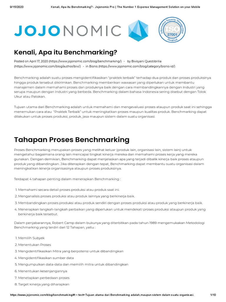 Panduan Lengkap Benchmarking | PDF | Bisnis | Pengelolaan Keuangan & Uang