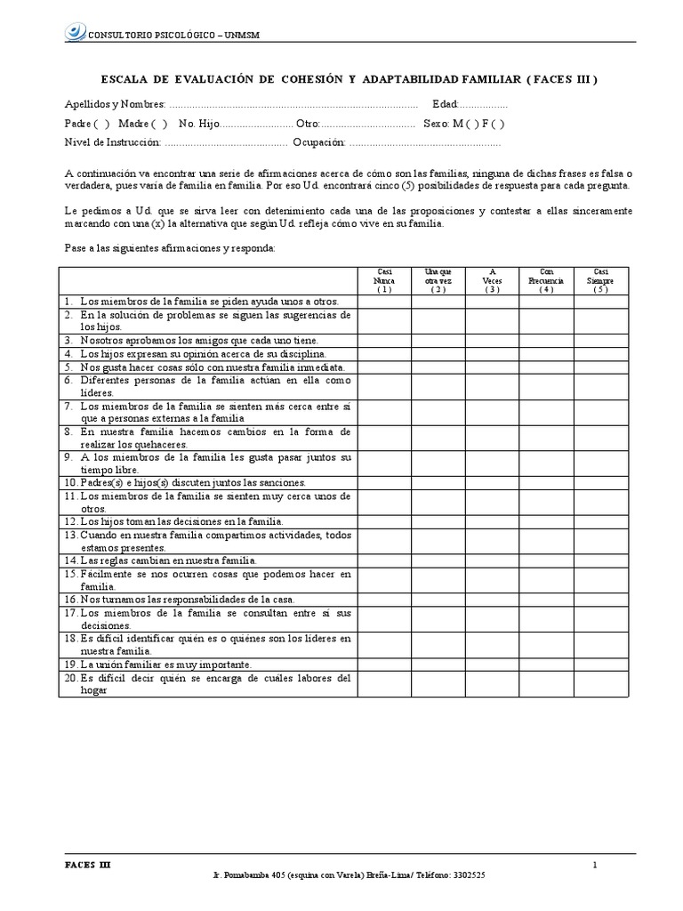FACES-III Protocolo | PDF
