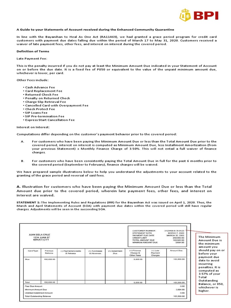 A Guide To Your Statements of Account Received During The Enhanced ...