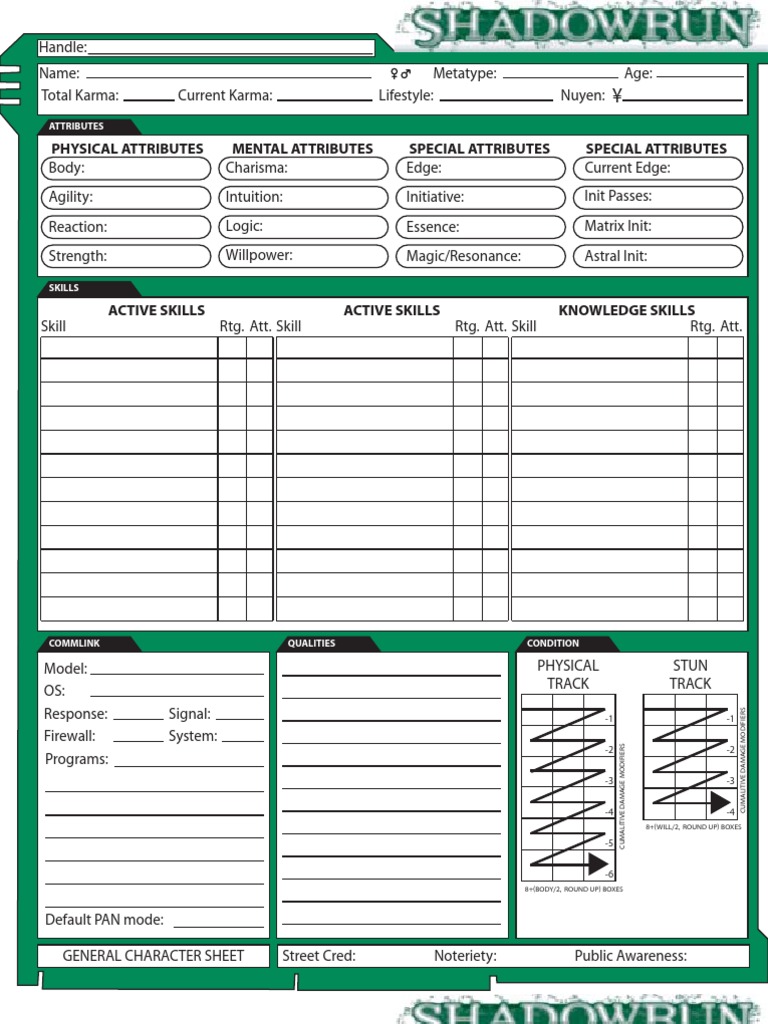 Shadowrun 4 - Character Sheets | PDF | Leisure