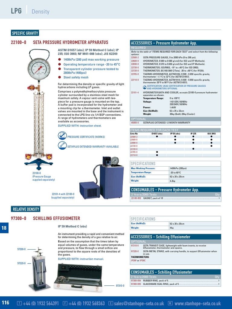 22100-0 Pressure Hydrometer PDF | PDF | Density | Gases