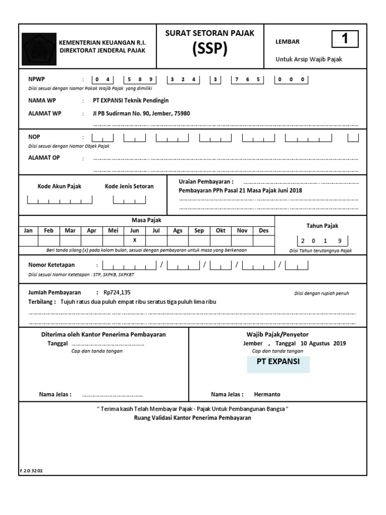 SSP Pajak | PDF | Pengelolaan Keuangan & Uang