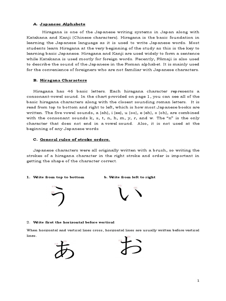 Hiragana Basics and Writing Guide | PDF | Japanese Language | Japanese ...
