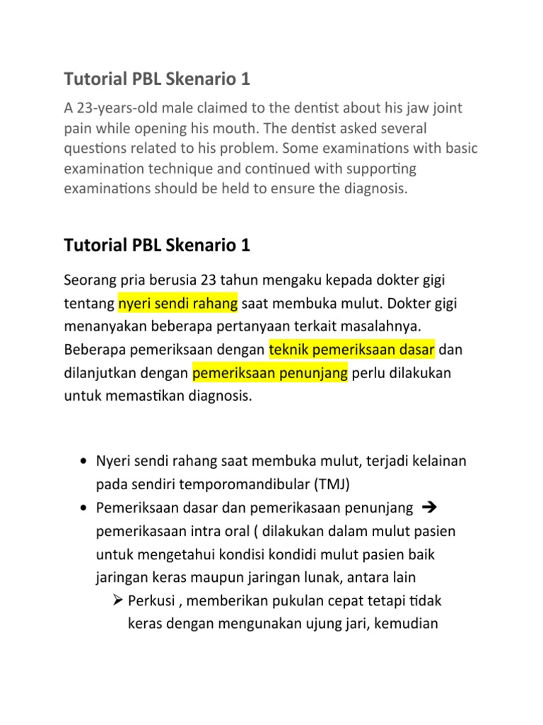 Tutorial PBL Skenario 1 | PDF