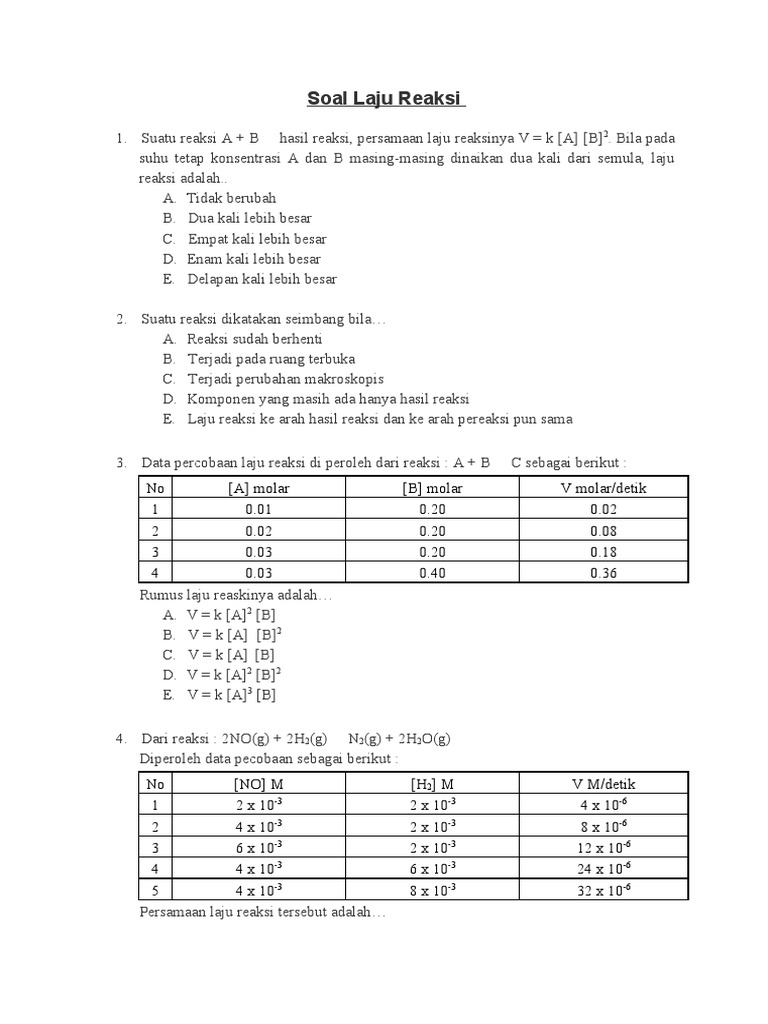 SOAL LAJU REAKSI New | PDF
