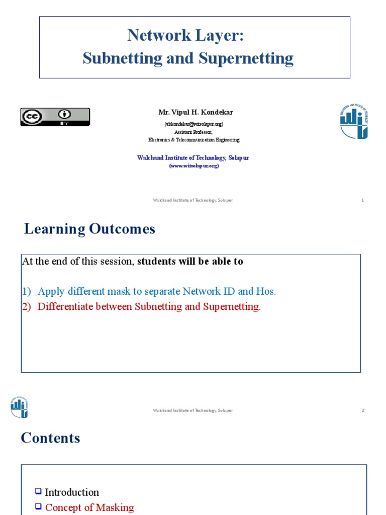 PPT4 - Network Layer Subnetting and Supernetting | PDF | Wide Area Network | Telecommunications