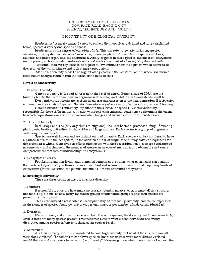 Lecture Note #6 Biodiversity Concepts | PDF | Introduced Species ...