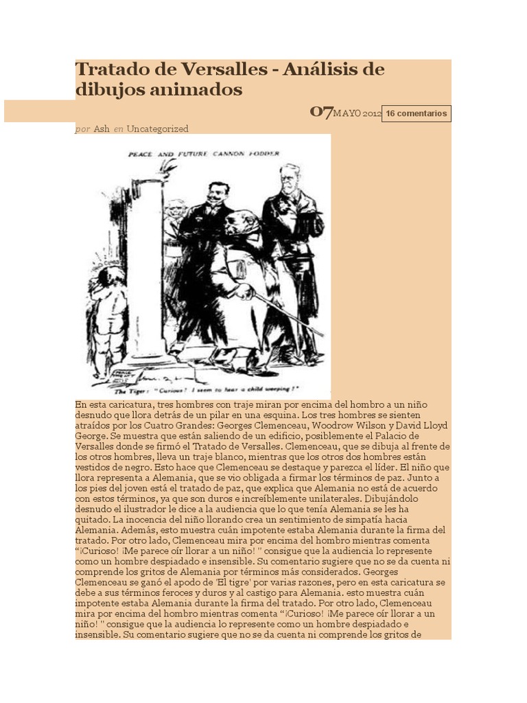Tratado De Versalles Caricaturas Pdf Alemania Nazi Tratado De