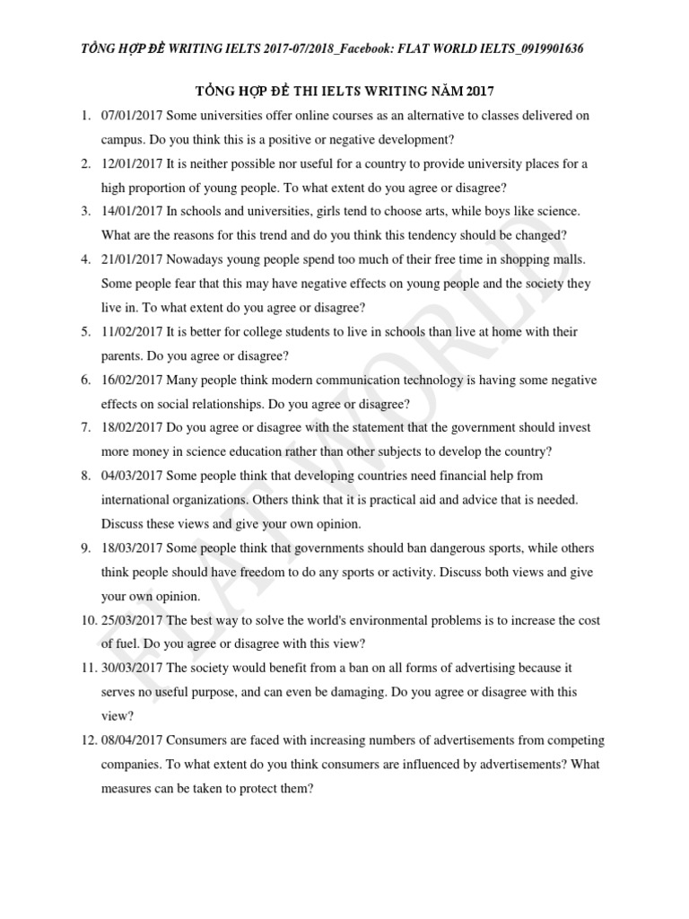 IELTS Writing Topics 2017 Summary | PDF | Facebook | Social Media