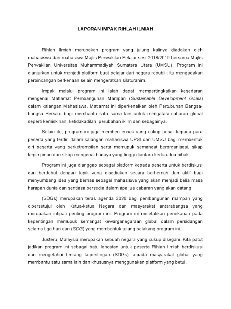 Laporan Impak Program Mahasiswa | PDF | Pengembangan Diri