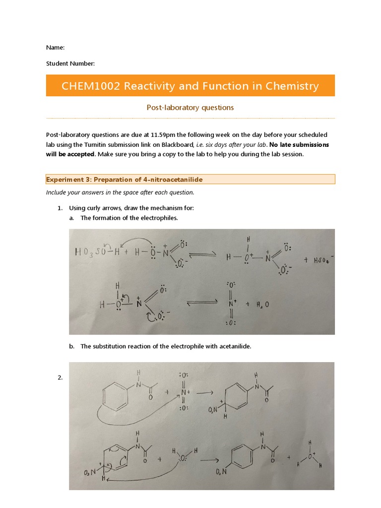 CHEM1002 Reactivity and Function in Chemistry: Post-Laboratory ...