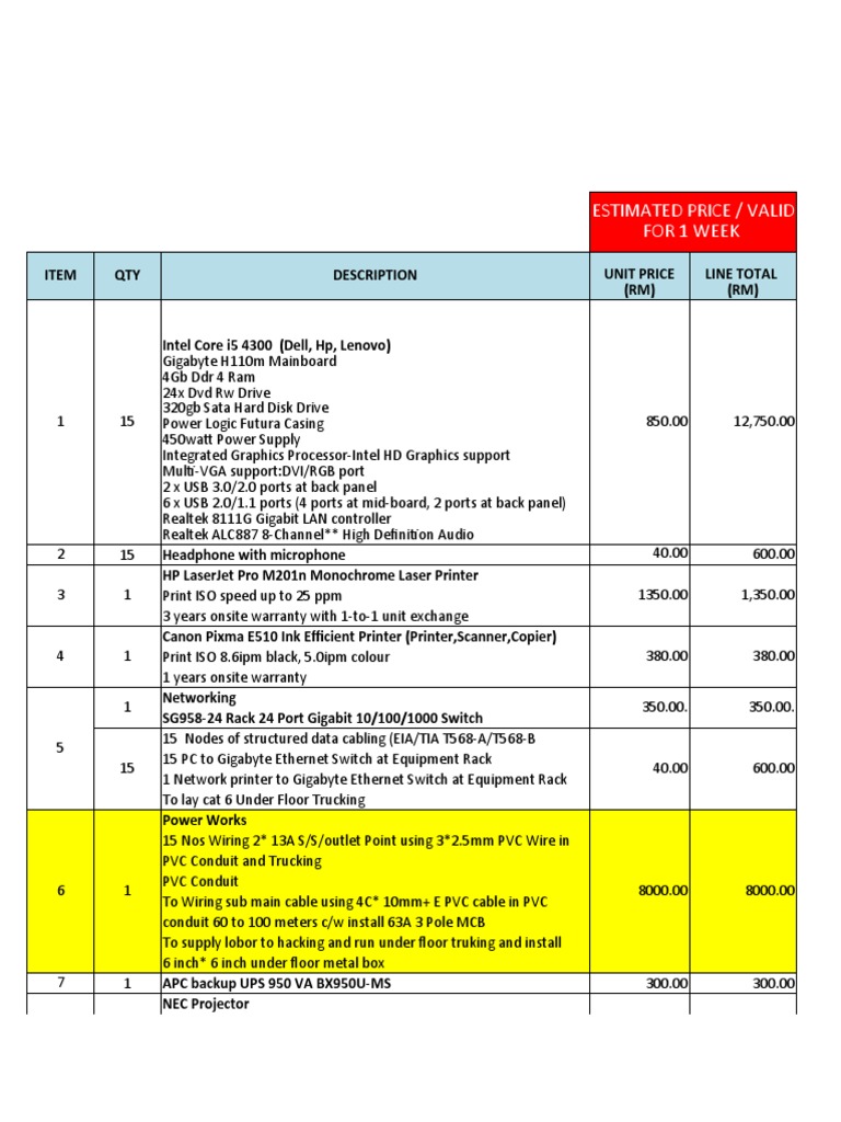 Quotation For USM Project | PDF | Printer (Computing) | Office Equipment
