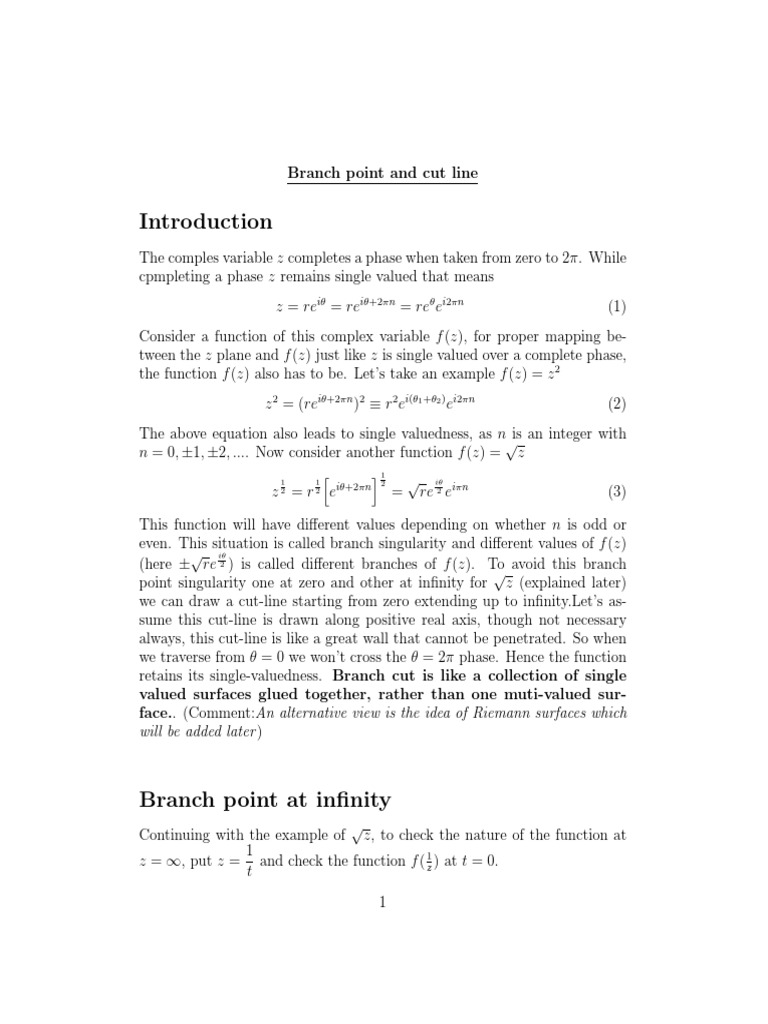 Understanding Branch Points and Cuts | PDF | Function (Mathematics ...