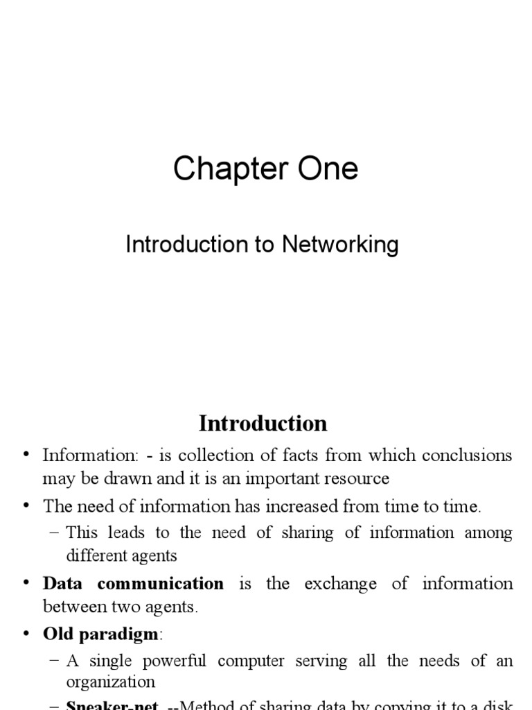 Chapter One: Introduction To Networking | PDF | Network Topology ...