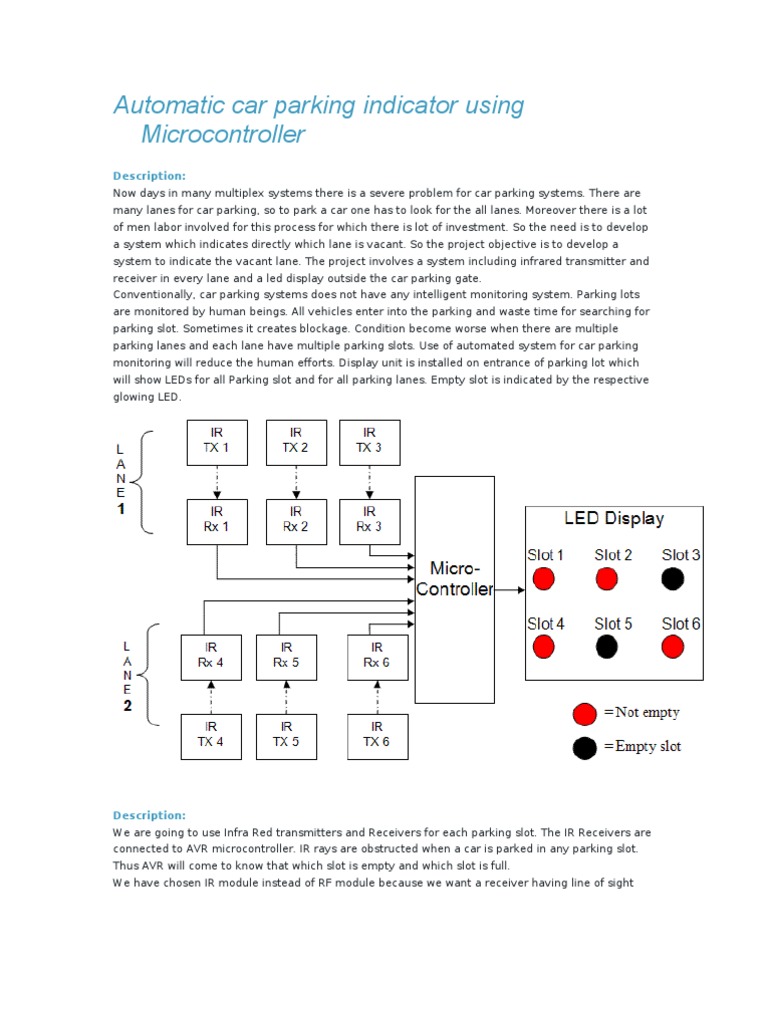 Automatic Car Parking Indicator Using Microcontroller | PDF
