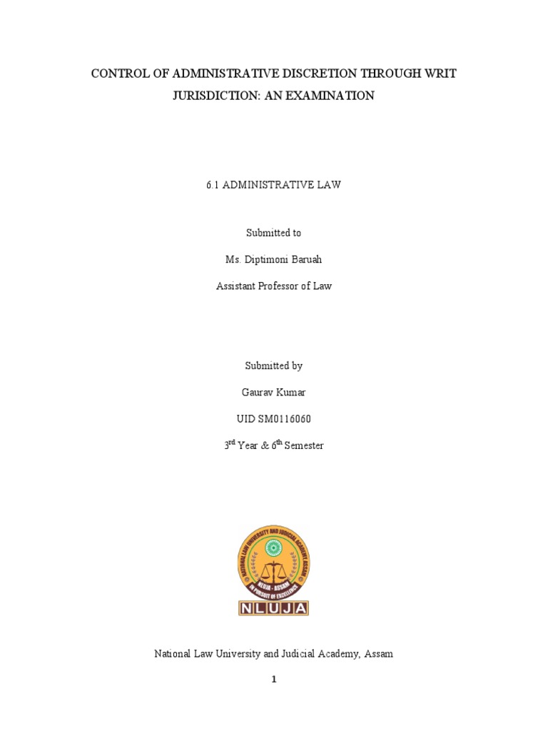 Control of Administrative Discretion | PDF | Discretion ...