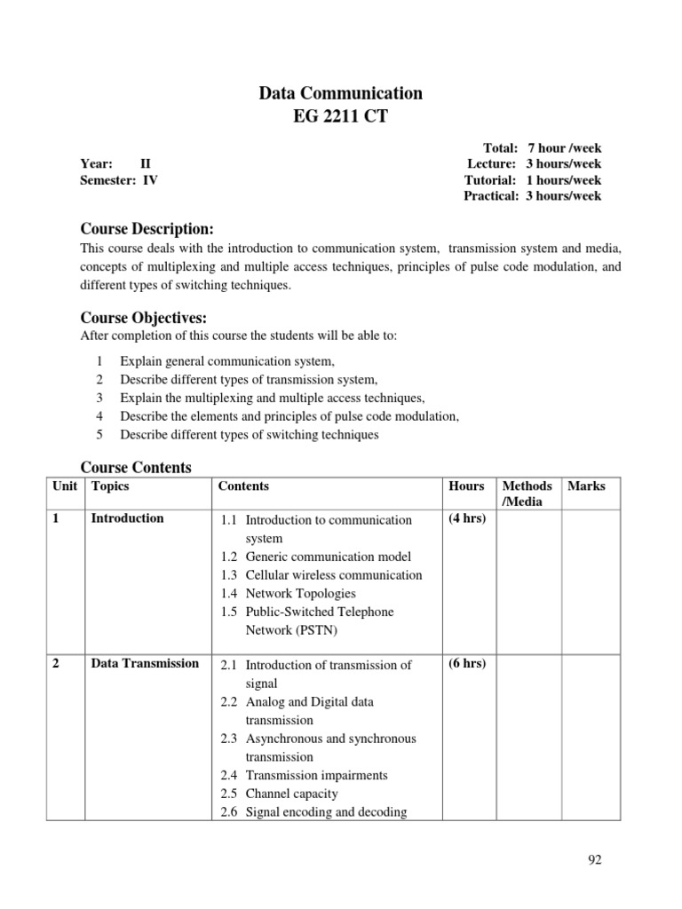 Data Communication Course Overview | PDF | Transmission Medium | Data Transmission
