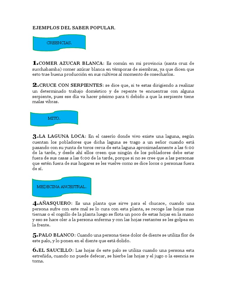Ejemplos Del Saber Popular | PDF