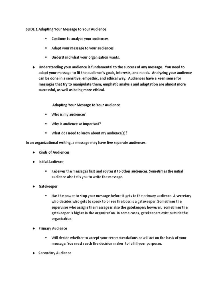 Analyzing Your Audience Notes | PDF | Perception | Communication