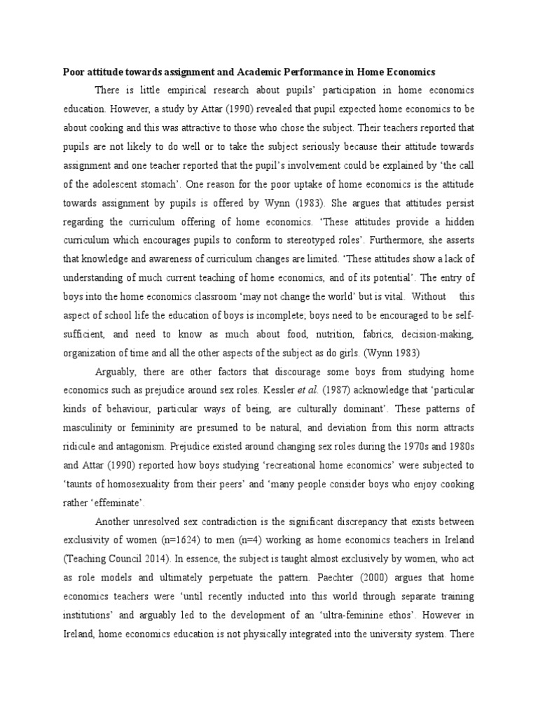 Poor Attitude Towards Assignment and Academic Performance in Home ...