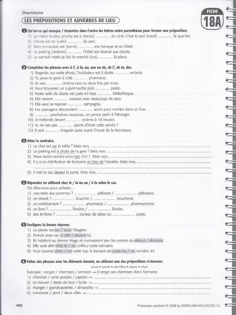 18 - Les Prépositions Et Adverbes de Lieu | PDF