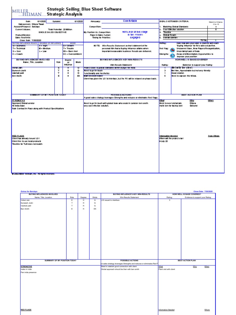Blue Sheet - Barclays Pune | PDF | Sales | Business