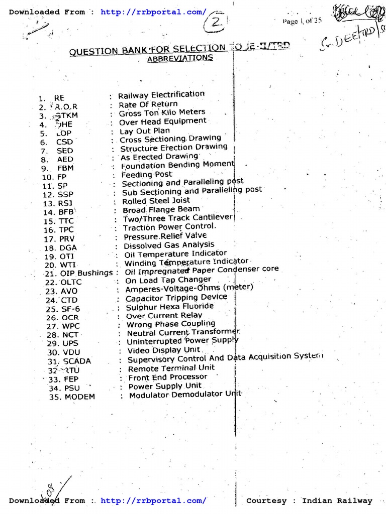 RRB Jobs Question Bank Junior Electrical Engineer Electrical TRD ...